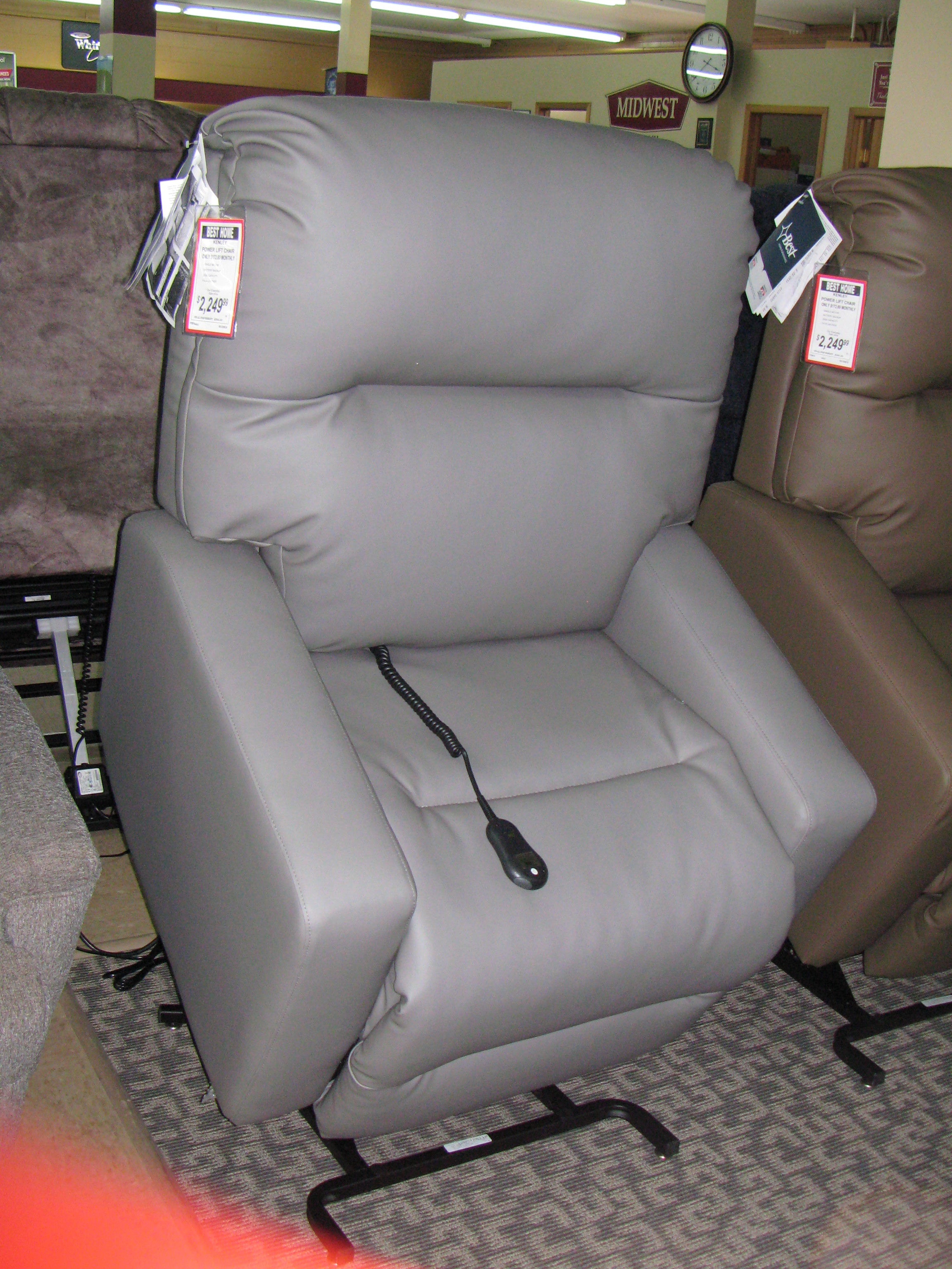 Best Home Gray Vinyl Power Lift Chair - 350lb Lift Capacity - Item #46 ...